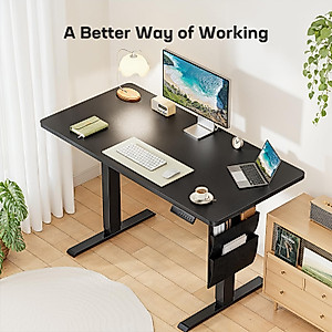 Marsail Standing Desk Adjustable Height, 55x24 Inch Electric Standing Desk with Storage Bag, Stand up Desk for Home Office Computer Desk Memory Preset with Headphone Hook