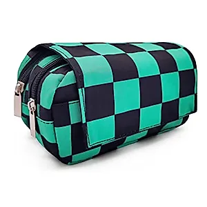Anime Pencil Case, Cute Kawaii Large Capacity Pencil Pouch Holder for Boys Girls Teens College Back to School Stationery, Green