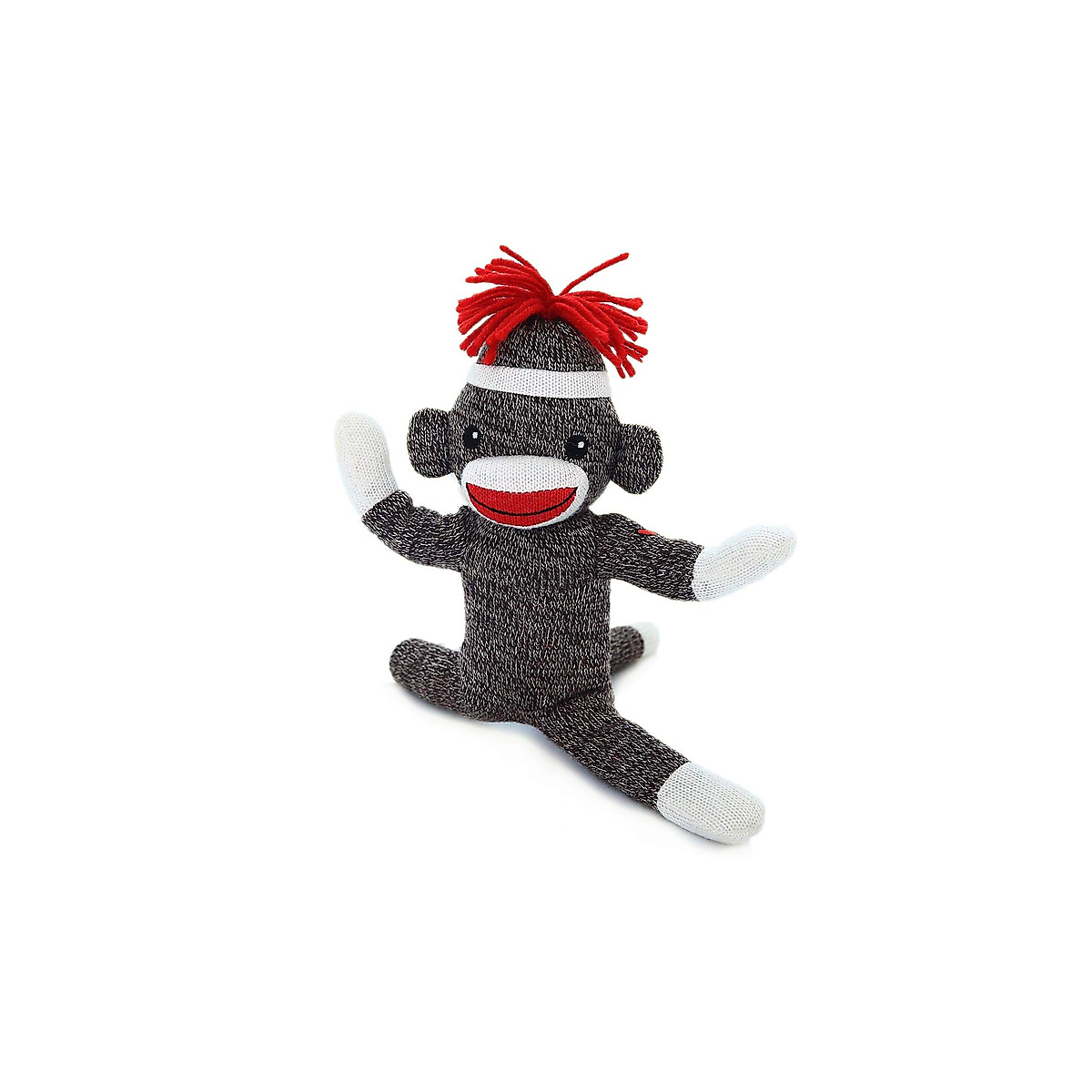 Plushland Adorable Sock Monkey 8 Inches Tall - Soft Realistic Plush Knitted Stuffed Animal Toy Gift - for Kids, Babies, Teens, Girls and Boys (Brown)