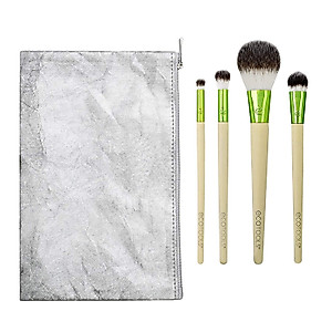 EcoTools Vibes Kit Makeup Brush Gift Set with Travel Brush Bag For Power, Foundation and Concealer