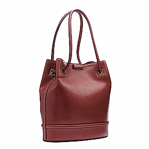 Calvin Klein Women's Ash Tote Bag – North/South, Vegan Leather, 2 Pockets, Deep Rouge, One Size