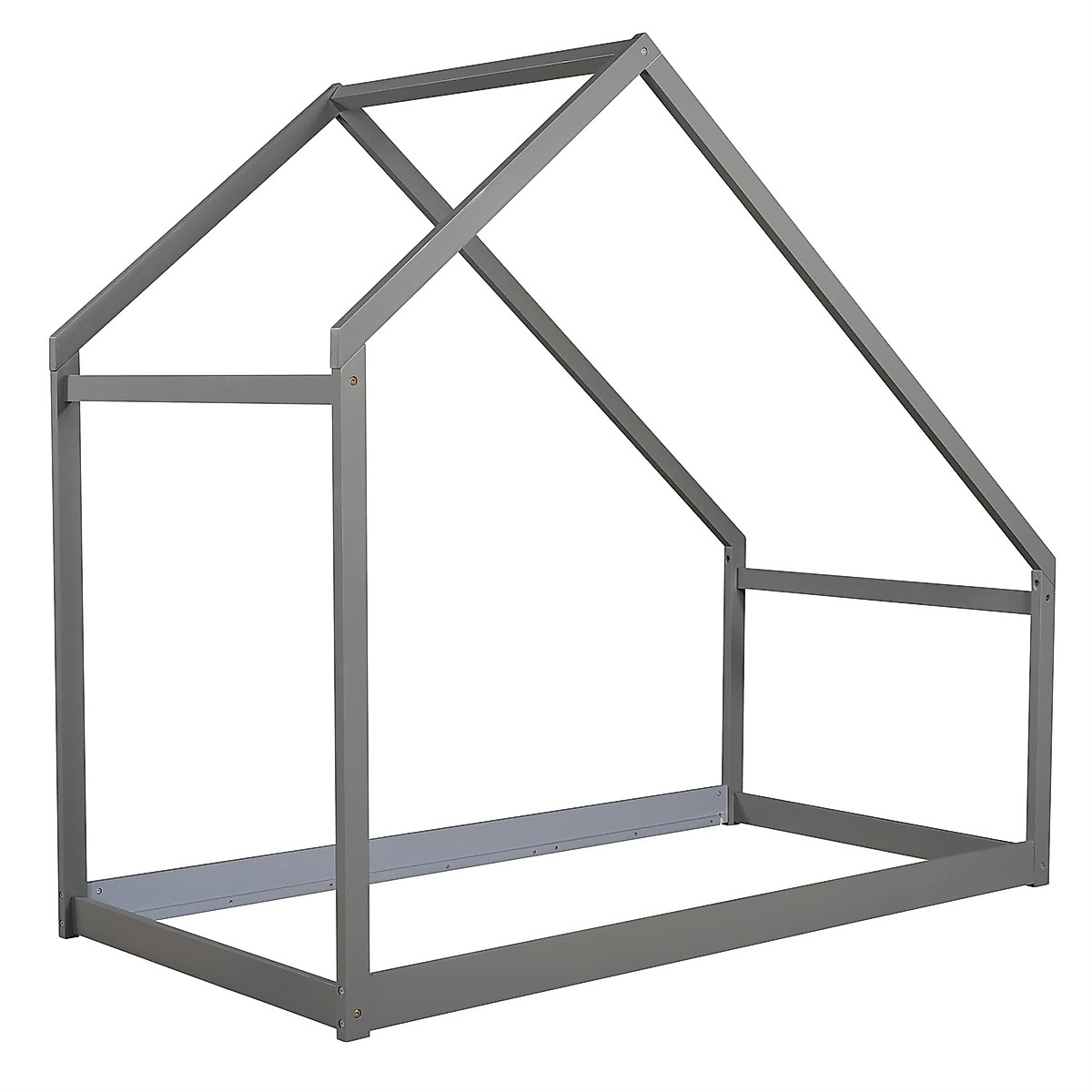 Bellemave Montessori Bed for Toddlers, Twin House Beds for Kids, Wood Floor Bed Frame Bedroom Furniture for Girls Boys, Spring Needed, Gray