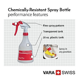 Consolidated Plastics Birchmeier Foxy Plus Professional Empty Spray Bottle (16oz) Swiss Made Cleaning Bottle with Durable & Powerful Trigger Pump, 360° Trigger Spray Any Direction