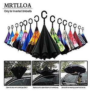 MRTLLOA Windproof Inverted Reverse Umbrella with UV Protection, C-Shaped Handle Double Layer Stick Umbrella for Rain (Black)