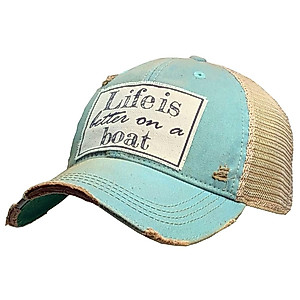 VINTAGE LIFE Life is Better on a Boat Cap, Teal