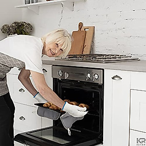 White Gloves for Handling Hot Food - 2Pair Pot Holders for Kitchen Heat Resistant Cooking Gloves for Cooking Heat Resistant Oven Mitts and Pot Holders Sets- Grilling Gloves Outdoor Kitchen Accessories