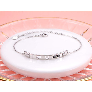 925 Sterling Silver Bracelets for Women Charm Inspirational Bracelets for Teen GirlsI I Love You 3000 Bracelet Iron Man Souvenir Marvel Movie Fans Family Love Cuff Bangle Bracelets