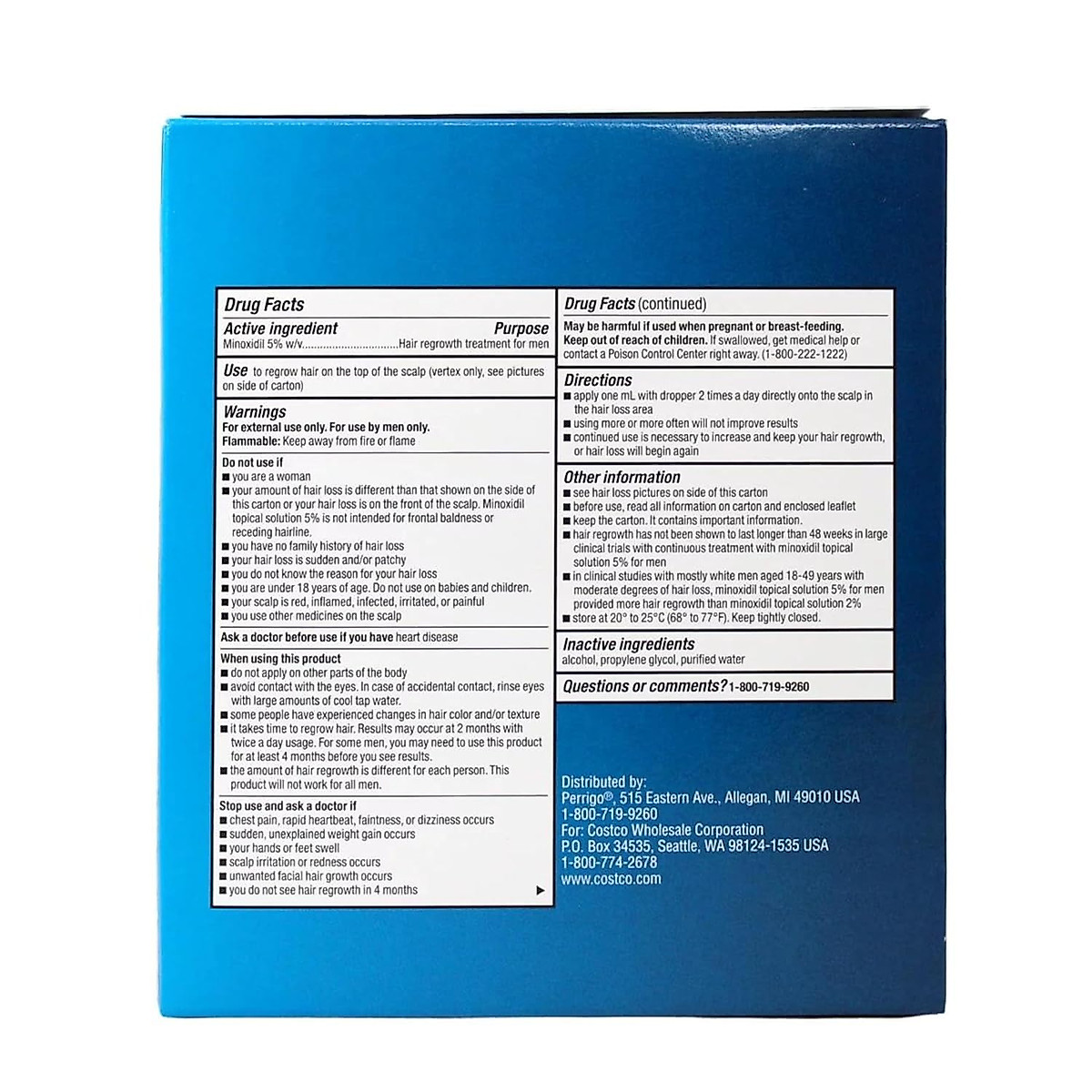 Kirkland Men Hair Loss Regrowth Revitalizes Hair Follicles 5% Minoxidil Topical Solution 3 Months Supply Size 3 X 2 Fl. Oz (60 Ml) Original