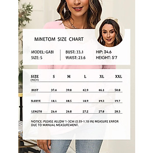 Minetom Women's V Neck 3/4 Sleeve T Shirt Solid Casual Basic Tops Summer Tees