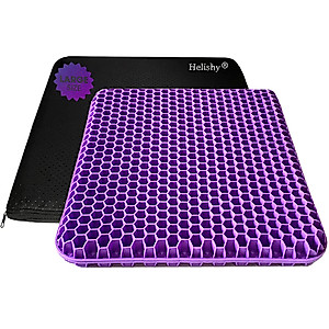 Large Gel Seat Cushion, Double Layer Egg Gel Cushion for Car Seat Office Wheelchair Chair, Breathable Chair Pads Help in Relieving Pressure Pain (Extra Large, Violet)