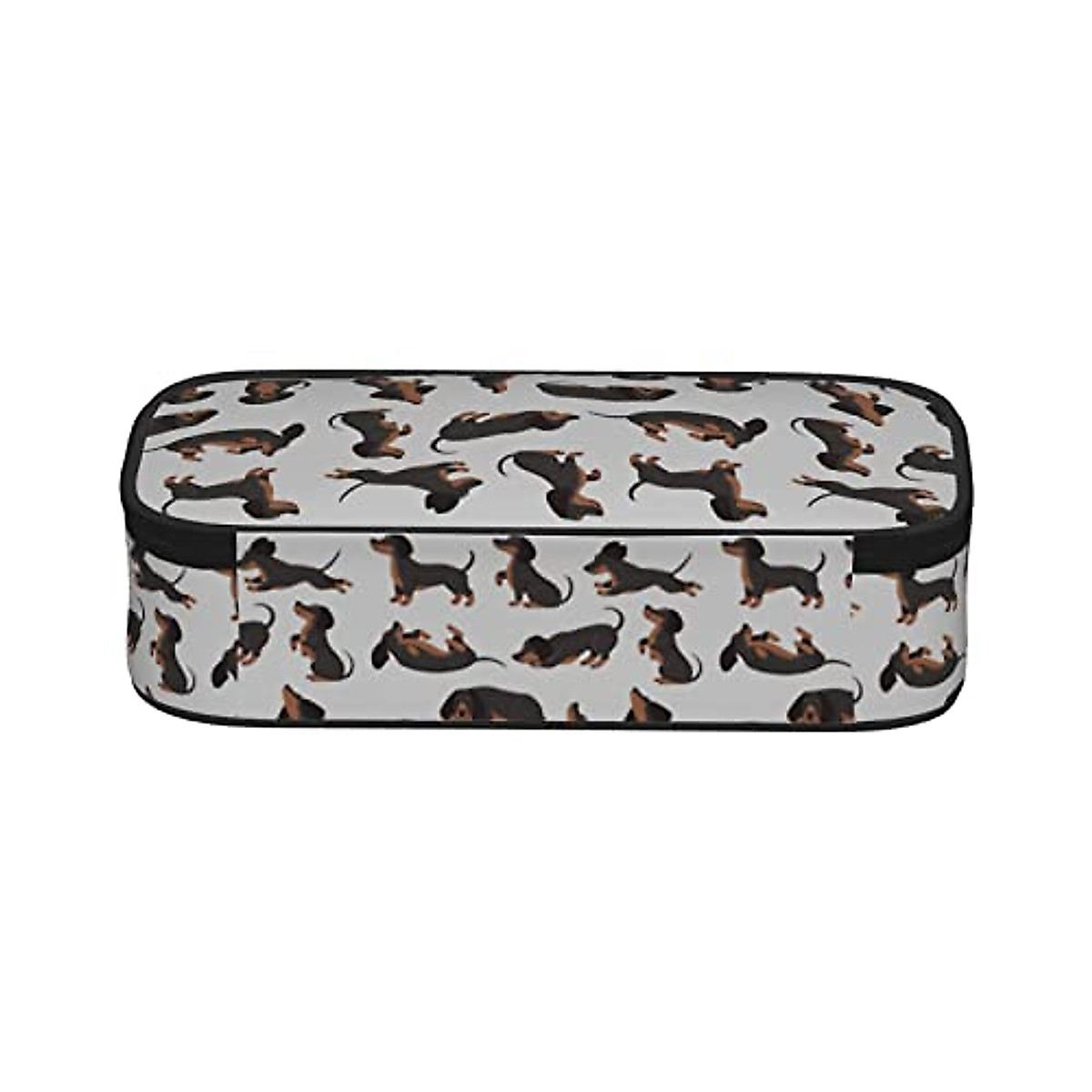 Yrebyou Cute Cartoon Dachshund Dog Pencil Case Large Capacity Pouch Pen Marker Desk Stationery Organizer Box Cosmetic Makeup Bag for School Office College University Student Girls Boys