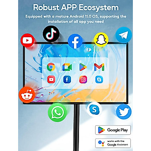 PWR4GTR 15.6 Inch Digital Signage Capacitive Multi-Touch Screen Advertising Display with Adjustable Metal Stand Android 11 Commercial LCD Monitor with Auto Play, Wireless Screen Mirroring, 4+64GB