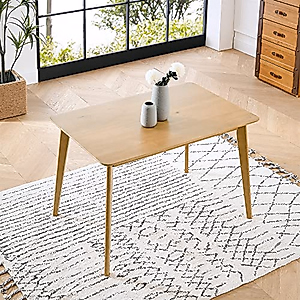 MUSEHOMEINC 47 Inch Kitchen & Dinning Room Tables for Small Space, Mid Century Modern Wooden Rectangular Dining Table for 4-6,Kitchen Table,Living Room Table,Home Office Table,Easy Assembly,Natural