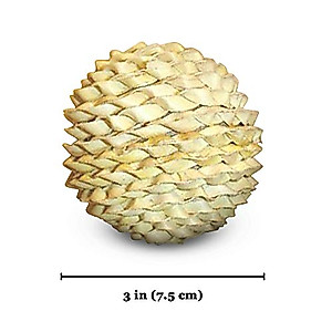 Meric Palm Leaf Ball, 3” Round Woven Chewing and Foot Toy with Pulp Paper for Parrots, Beak and Nail Conditioner, Keeps Birds Mentally and Physically Healthy, 3 Balls per Set