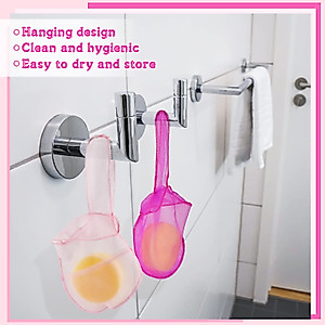 Nuanchu 2 Pcs Bar Soap Saver Bag Beauty Shampoo Conditioner Bar Pouch Rabbit Shape Travel Soap Holder Loofah Bubble Foam Net Savers Recycled Mesh Soap Bag(Light Pink, Rose Pink,14x7.8'')