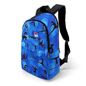 Personalized Name Gymnastics Girl Blur Light Backpack Unisex Bookbag for Boy Girl Travel Daypack Bag Purse 17.7 IN