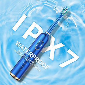 ANYCOVER Sonic Electric Toothbrush for Adults, Automatic Cleaning Portable Travel Case and 6 Brush Heads, 41000 VPM 4 Modes 2 Minutes Build in Smart Timer, One Charge for 90 Days (Blue)