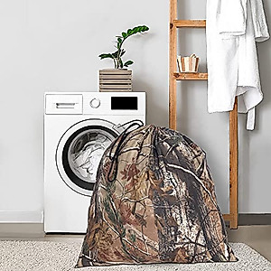VISI-ONE Realtree All Purpose Camo Heavy Duty Large Laundry Bags 1 Pack 27" x 27" Inch Drawstring Travel Organizer Bag Hamper Basket Camp Home Dorm Tear Resistant Dirty Cloth Storage Camouflage