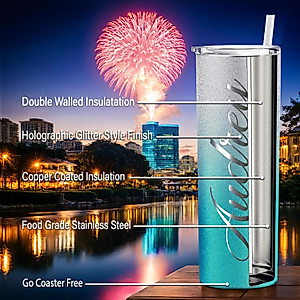 Personalized Skinny 20 oz with Lid Arctic Splash Customized Laser Engraved Cup Gift Stainless Steel Vacuum Insulated Mug