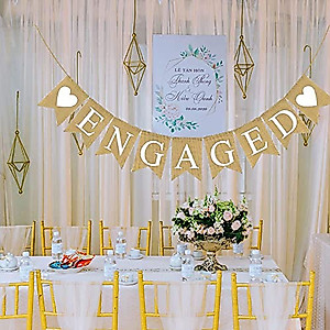Engaged Burlap Banner Rustic Engagement Party Decorations Bunting Garland