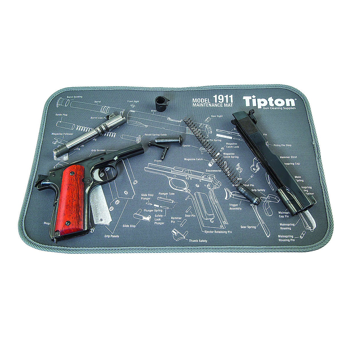 Tipton 1911 Maintenance Mat with Handgun Schematic and Neoprene Construction for Pistol Cleaning