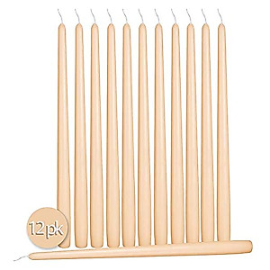 12 Pack Tall Taper Candles - 10 Inch Cream Dripless, Unscented Dinner Candle - Paraffin Wax with Cotton Wicks - 8 Hour Burn Time
