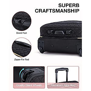 BAGSMART 17.3 Inch Rolling Laptop Bag Women Men,Rolling Briefcase for Women with Wheels,Rolling Computer Bags Laptop Case for Work Travel Business,Quilted Black