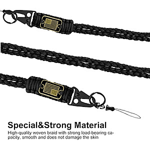 MDSXO Paracord Key Lanyard for Men Black Neck Lanyard for Keys with Cool USA Flag, Long Heavy Duty Braided Keychain Lanyard for Wallets, Keys, Whistle，Camera, Phone, Outdoor Activities