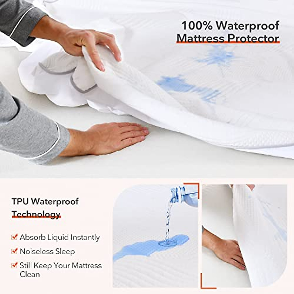 Sweetnight King Size Mattress Topper, 2 Inch Cooling Gel Memory Foam Mattress Topper for Decompression, Ultra Plush Waterproof Mattress Topper with Breathable Design, King Size