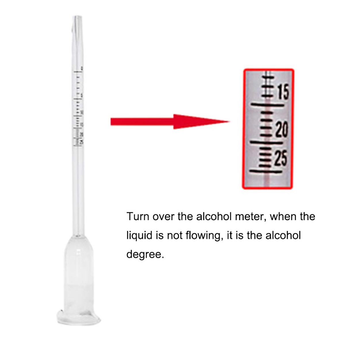 caralin Wine Making Alcohol Meter Tester for Wine Alcohol 13cm Alcohol Meter Tester Transparent