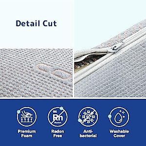 Olee Sleep Tri-Folding Antibacterial Memory Foam Mattress Topper, 4 Inch Copper Bamboo Gel Folding Mattress, Washable Cover, CertiPUR-US Certified, Soft, Grey, Single Size