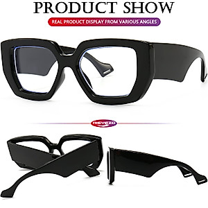 AIEYEZO Thick Frame Blue Light Glasses Men Women, Fashion Square Computer Eyeglass Anti Eyestrain & Prevent Headache (Black)