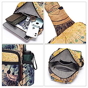 Women sling bag Elephant canvas large boho backpacks bohemian Crossbody Bag (purple yellow)