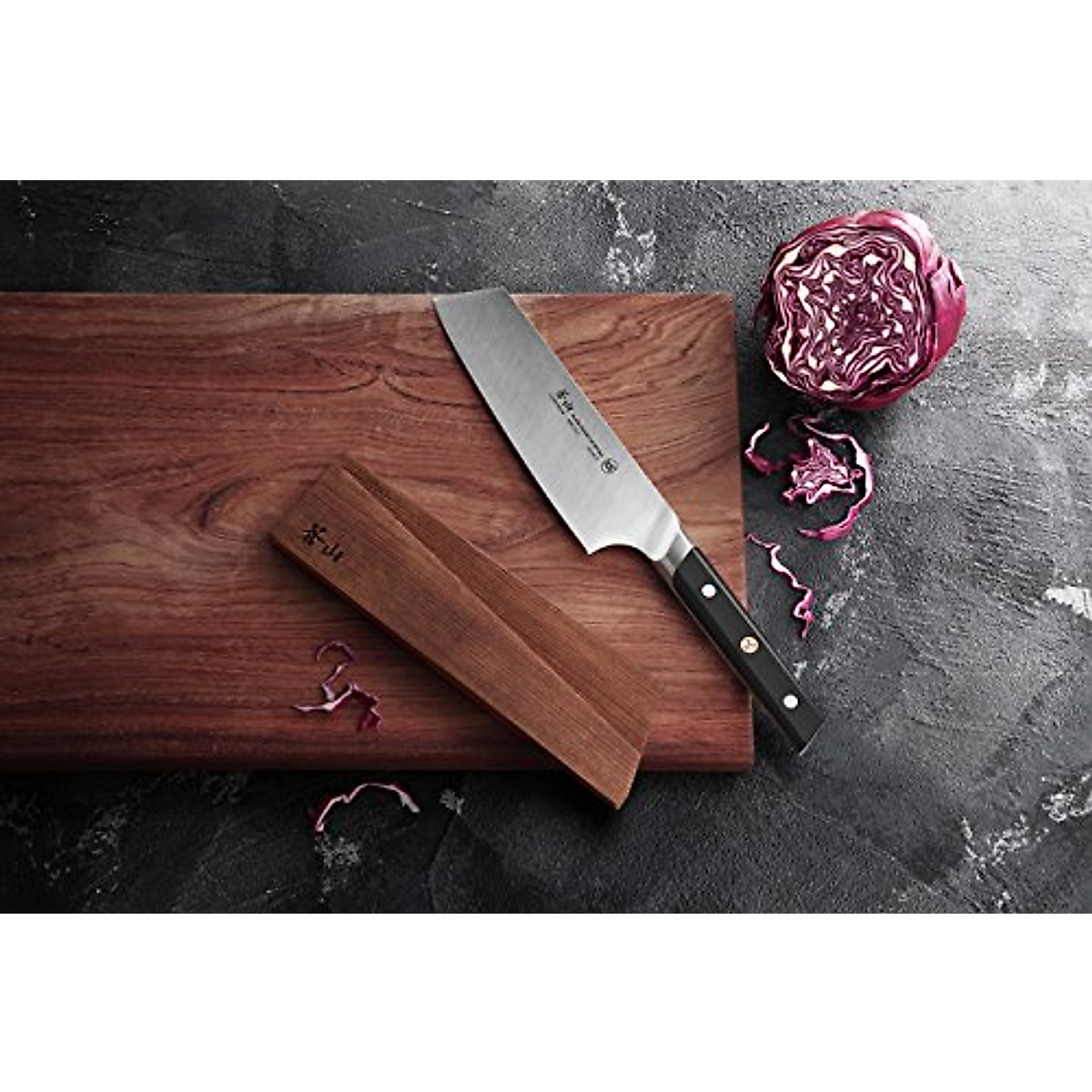 Cangshan TC Series 1021080 Swedish 14C28N Steel Forged 7-Inch Nakiri Knife and Wood Sheath Set