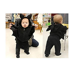 Xfglck Toddler Baby Girls Boys Halloween Outfit Black Bat Zipper Hoodies+Pant Set Fall Winter Clothes(Black,3-4 Years)