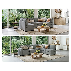 LINSY HOME Modular Sectional Sofa with Storage, Washable Sectional Couch with Changeable Covers, Corner Seat for Modular Sofa, Grey