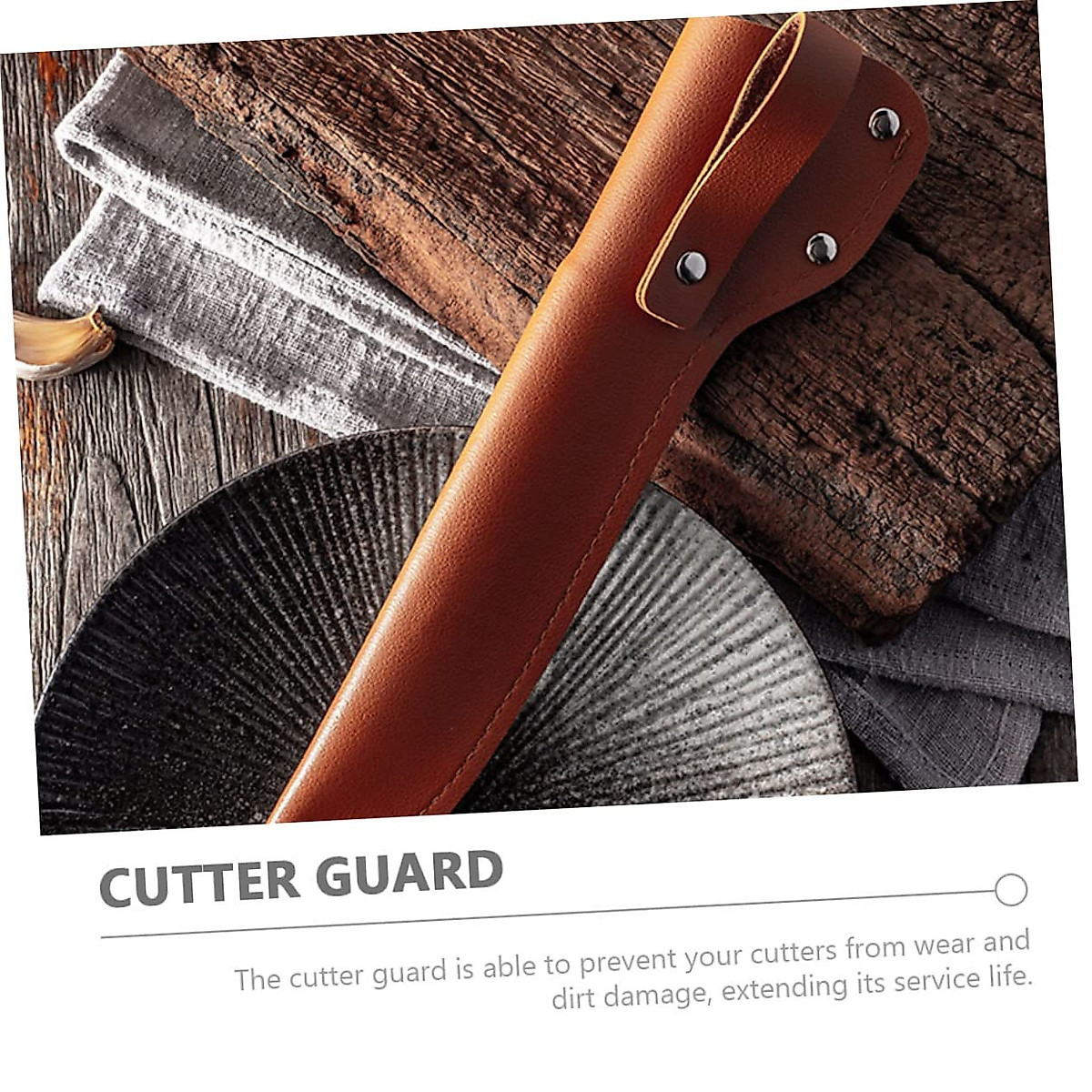Zerodeko Glamping Accessories 4 Pcs Leather Sashimi Case Butcher Sleeve Chef Guard Blade Shield Shop Knives Long Guards Leather Sheath Cutter Cover for Restaurant Luxury Tool Pruner