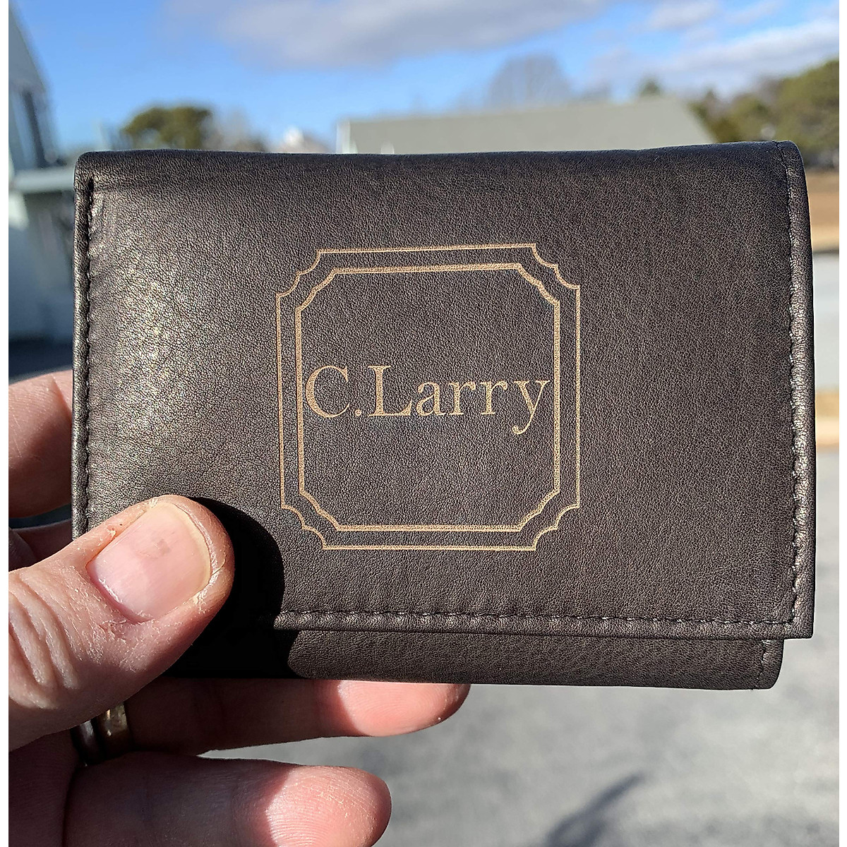 Genuine Leather Tri Fold Personalized Mens Wallet (777)