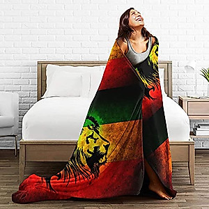 Throw Blanket Jamaican Lion Flag Ultra-Soft Micro Fleece Blanket for Couch Sofa Bed Living Room 50"X40"
