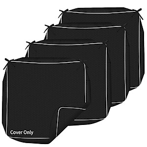 COSHNIBI Outdoor Cushion Covers 24'' X 24'' X 4'', Water Resistant Patio Seat Cushion Slipcovers Replacement, Anti-UV Cushion Cover for Sofa, Couch & Lounge Seat - 4 Pack, Covers Only, Black