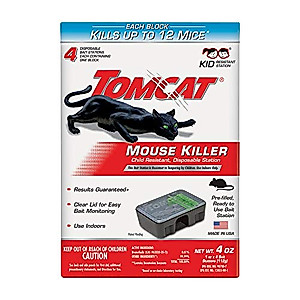 Tomcat Mouse Killer Small Disposable Bait Station, 4-Pack 371610 (Kid Resistant Station)