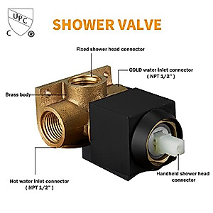 BESy Shower System with 8 Inch Rain Shower Head Wall Mounted Shower Trim Kit, High Pressure Bathroom Rainfall Shower Faucet Fixture Combo Set with Adjustable Extension Shower Arm, Matte Black