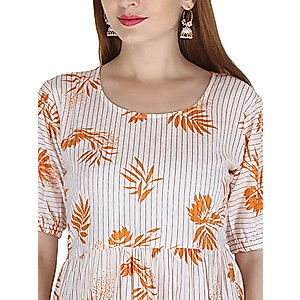 MESMERIICAL Women's Yellow Cotton Printed India Anarkali Kurta (as1, alpha, m, regular, regular)