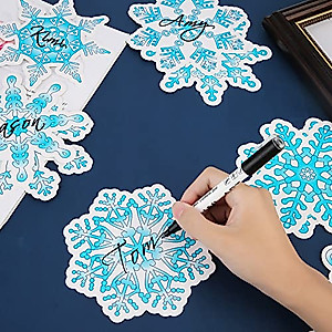 63pcs Winter Christmas Snowflake Cutouts Paper, 5.9x5.9 Inches Winter Paper Cutouts with Glue Points Snowflake Cutouts for Bulletin Board Classroom School Winter Christmas Party Decoration (Blue)