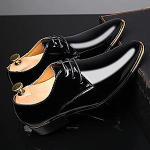 Zapatos De Vestir para Hombres Classical Pointed Leather Mens Business Casual Shoes and Mens Black Dress (Black, 12)