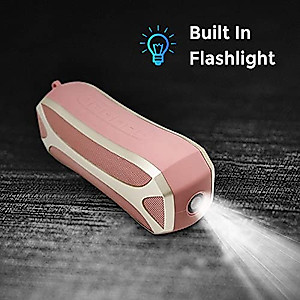 comiso Portable Bluetooth Speaker, Waterproof IPX7 Shower Speaker Outdoor Pink Speaker with Light, 30W Loud Sound Powerful Bass, Dual Stereo Pairing, Handsfree Call Bluetooth 5.0 24H for Travel Hiking