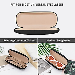 Marvolia Glasses Case Hard Shell - PU Leather Eyeglass Case Eyeglasses Case for Sunglasses Eye Glasses Case with Cleaning Cloth for Men Women - Black