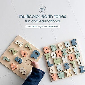 Pearhead Wooden 123 Numbers Puzzle, Colorful Preschool Counting Toy, Interactive Montessori Educational Learning Board, Gender Neutral Modern Baby and Toddler Gift for Boys or Girls