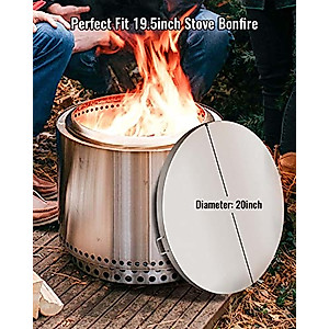 Fire Pit Lid Fit for Solo Stove Bonfire 19.5" Fire Pit, Steel Round Cover with Heat Resistant Handle, Outdoor Fire Pits Wood Burning and Camping Accessories