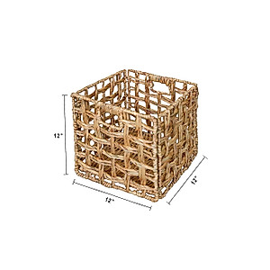 LilaCraft Wicker Storage Bins, Wicker Storage Baskets for Shelves, Large Wicker Storage Cubes Baskets, Wicker Baskets for Gifts, Storage Bins for Bedroom, Living Room (Set 4 packs 12”x12”x12”)